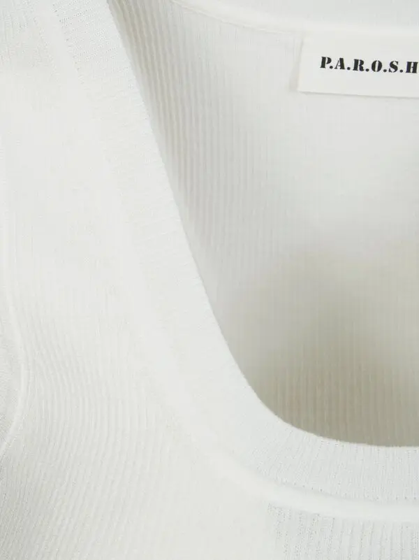 P.a.r.o.s.h Ribbed Scoop Neck Tank Top - White