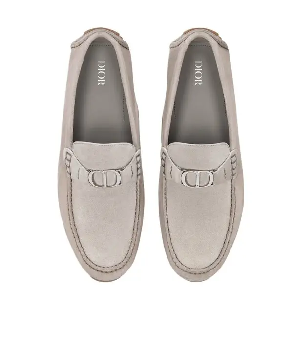 Dior Odeon Suede Loafers With Cd Buckle - Grey
