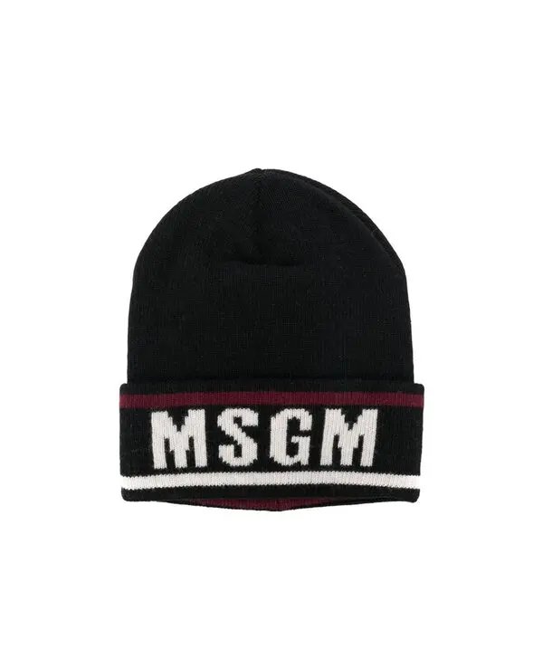 MSGM Logo Knit Beanie - Black