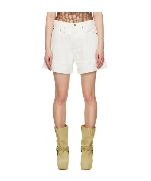 R13 Nina Denim Shorts - Bennett White Selved