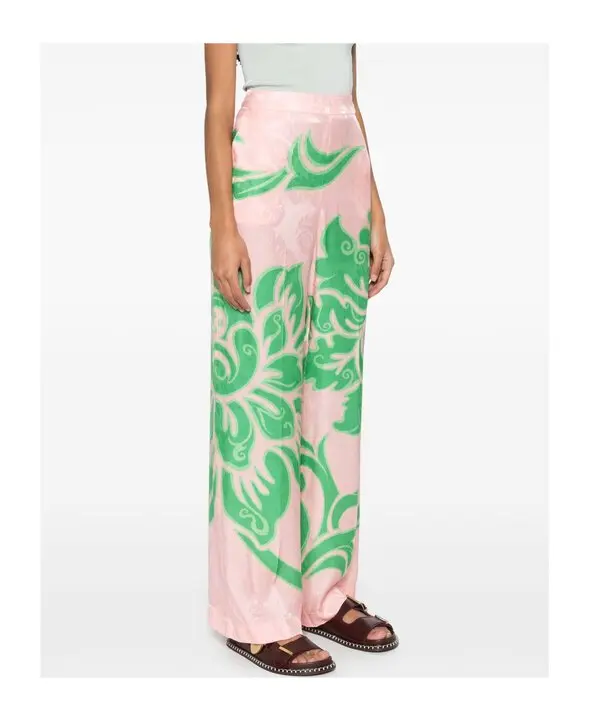 Etro Rose Jacquard Pressed Crease Trousers - Green