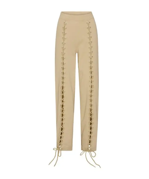 ROTATE BY BIRGER CHRISTENSEN Straight-leg Lace-up Detailed Pants - Nude