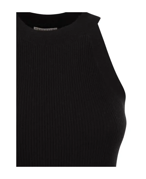 Brunello Cucinelli Ribbed Mock Neck Knit Vest