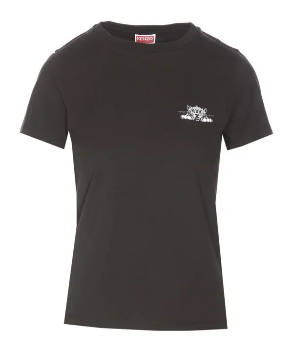 Kenzo Happy Tiger Printed Crewneck T-shirt - Black