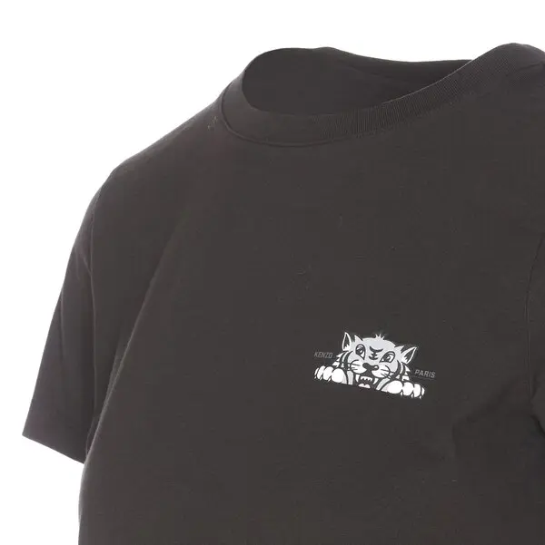 Kenzo Happy Tiger Printed Crewneck T-shirt - Black