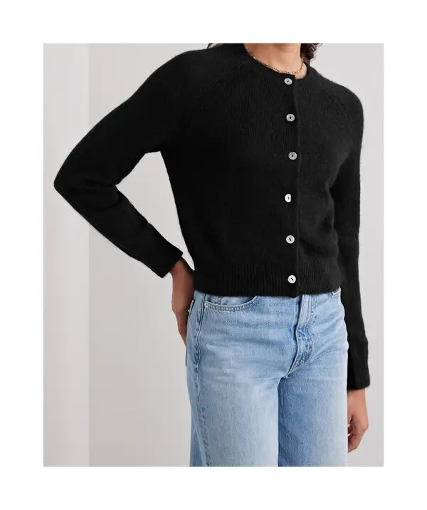 DÔEN Long-sleeved Cardigan With Crew Neck - Black