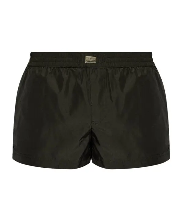 Dolce & Gabbana Logo Plaque Swim Trunks - Black
