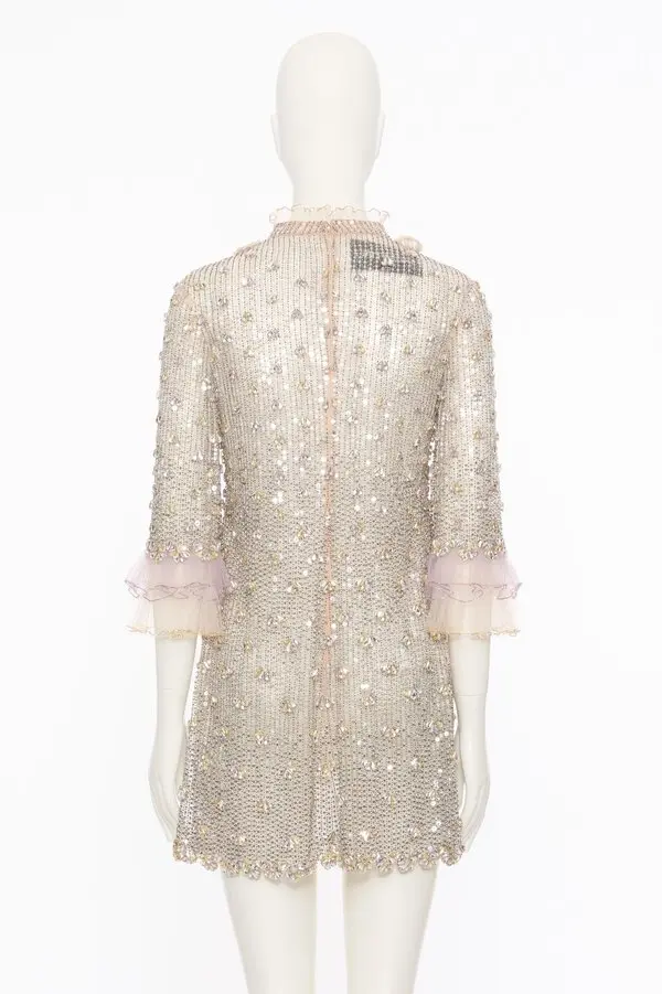 Valentino Garavani Embellished Three-quarter Sleeve Dress