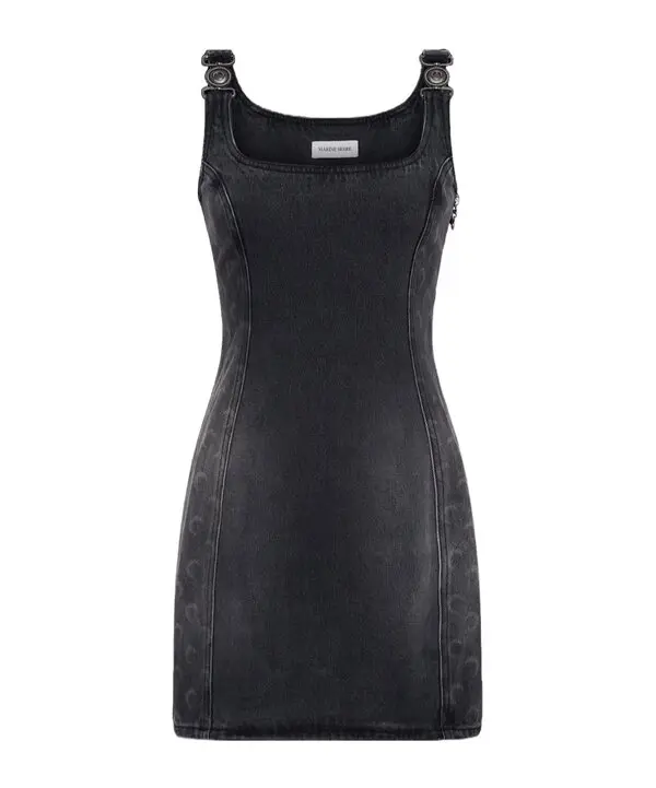 MARINE SERRE Moon Laser Denim Sleeveless Mini Dress