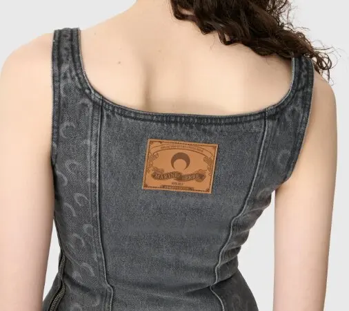 MARINE SERRE Moon Laser Denim Sleeveless Mini Dress