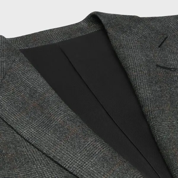 Celine Prince Of Wales Check Flannel Long Jacket