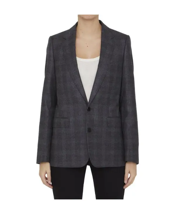 Celine Prince Of Wales Check Flannel Long Jacket