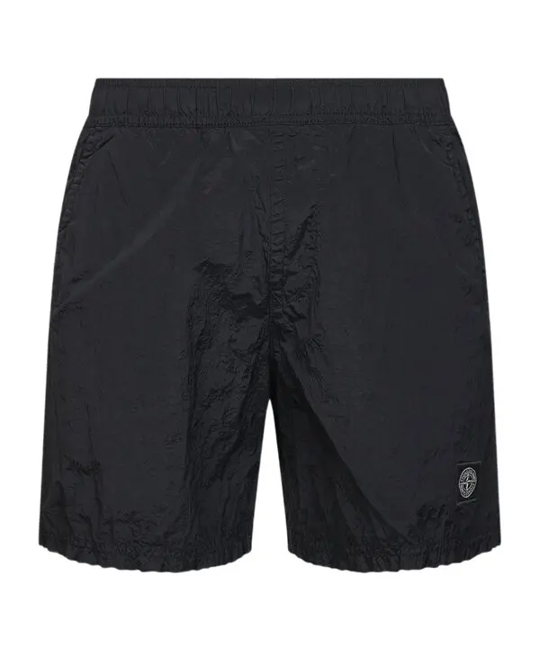 Stone Island Logo Patch Swim Shorts - Black