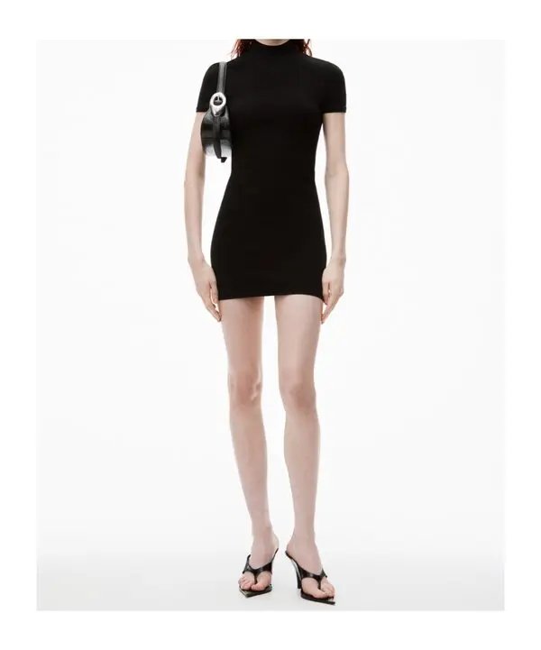 Alexander Wang Logo Embossed High Neck Mini Dress