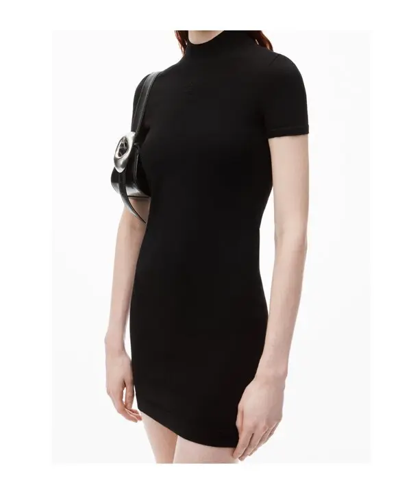 Alexander Wang Logo Embossed High Neck Mini Dress