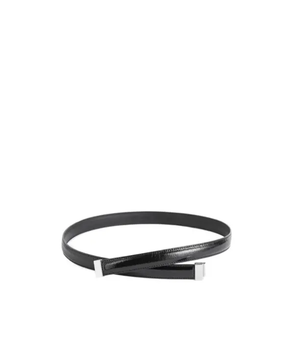 TOTEME Leather Belt With Silver Tone Slide