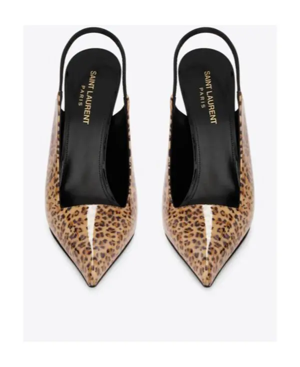 Saint Laurent Leopard Print Slingback Pumps - Brown