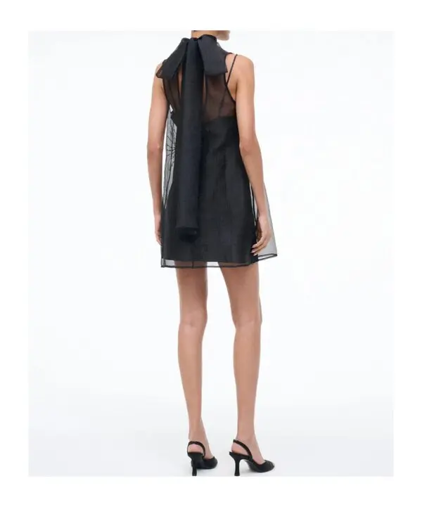 Staud Albee Mini Dress With High Neck And Drawstring Detail - Green
