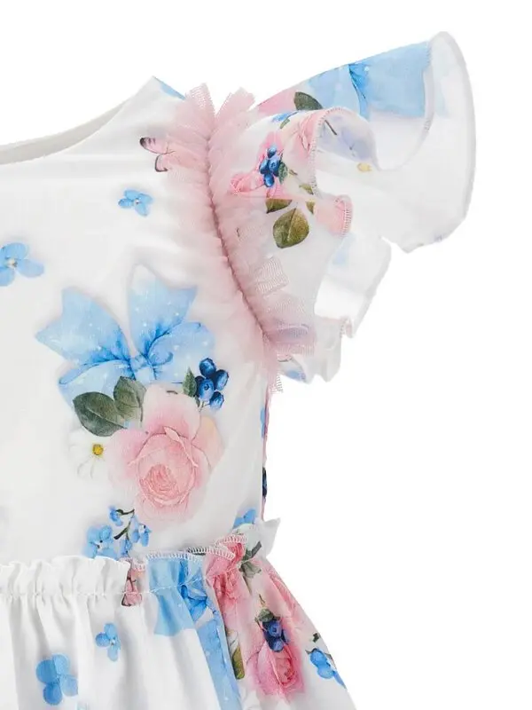 Monnalisa Floral Printed Ruffled Dress