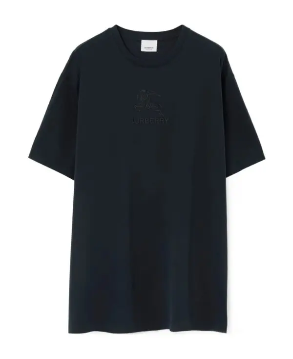 Burberry Logo Embroidered Crewneck T-shirt - Blue