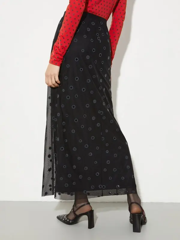 MAXCO. Tulle Polka Dot Midi Skirt