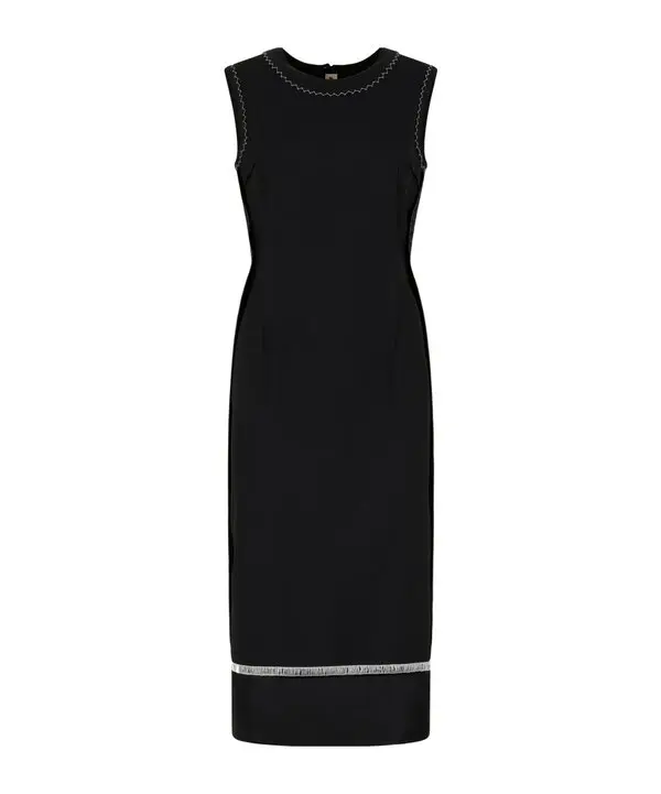 Marni Sleeveless Tropical Wool Dress With Contrast Stitching