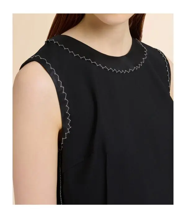 Marni Sleeveless Tropical Wool Dress With Contrast Stitching