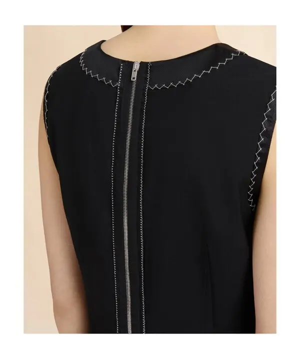 Marni Sleeveless Tropical Wool Dress With Contrast Stitching