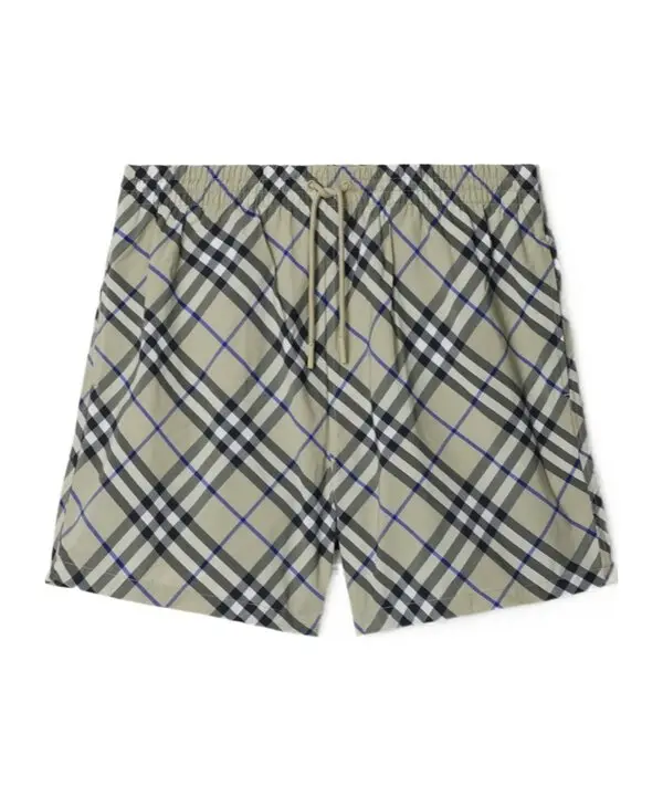 Burberry Checked Drawstring Swim Shorts - Moss Color