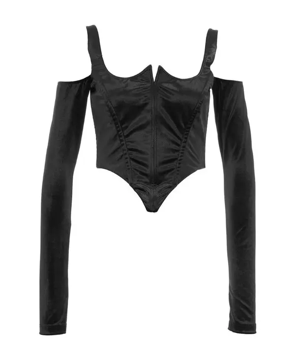 Versace Long Sleeve Suspenders Blouse - Black