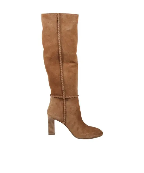 AQUAZZURA Almond Toe Knee High Boots - Camel