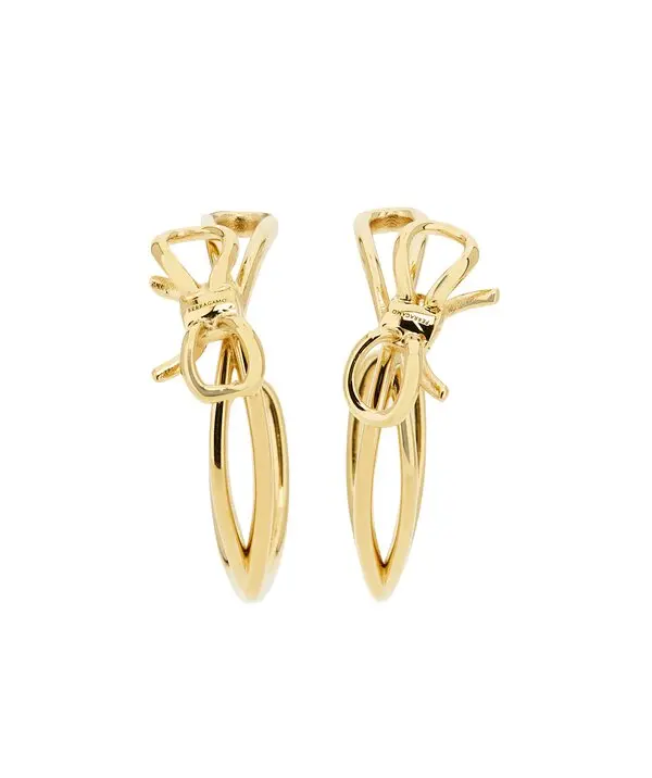 FERRAGAMO Bow Hoop Earrings - Gold