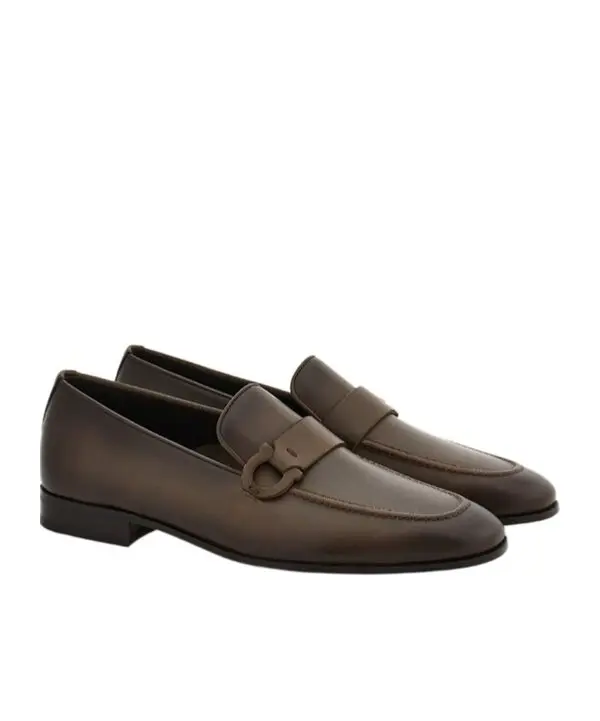 FERRAGAMO Gancini Loafers - Cement