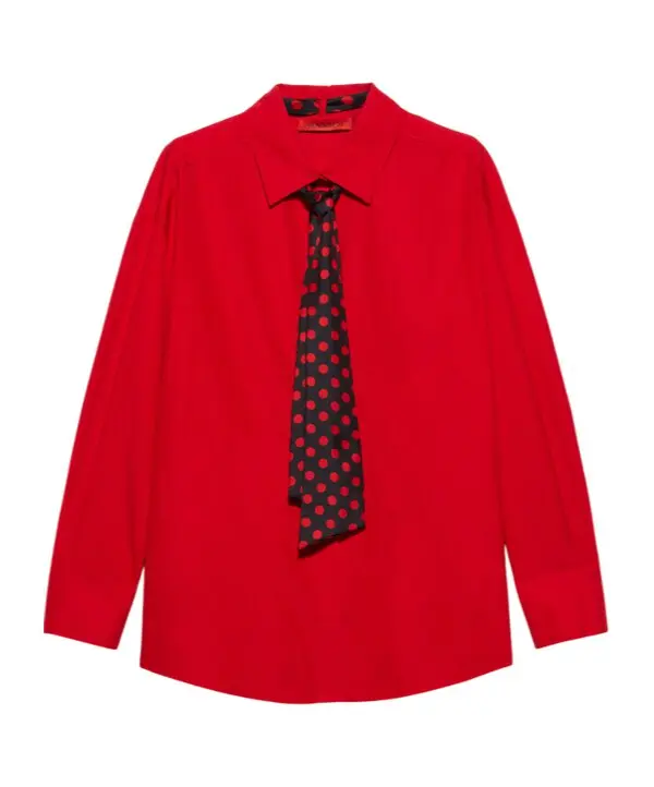 MAXCO. Max&co. Cotton Poplin Shirt With Detachable Printed Silk Twill Tie