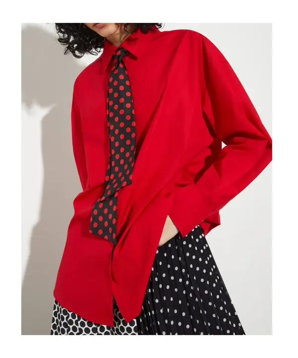 MAXCO. Max&co. Cotton Poplin Shirt With Detachable Printed Silk Twill Tie