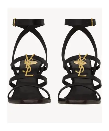 Saint Laurent Cassandra Logo Plaque Wedge Sandals