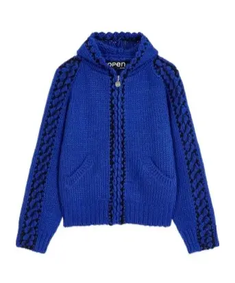 OPEN YY Stitch Zip-up Knit Hoodie