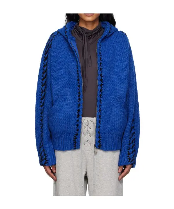 OPEN YY Stitch Zip-up Knit Hoodie