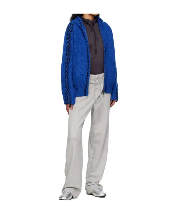 OPEN YY Stitch Zip-up Knit Hoodie