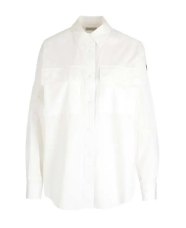 Moncler Long-sleeved Shirt With Lapel And Pockets - White