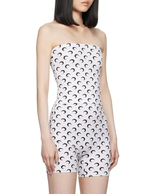 MARINE SERRE All-over Moon Printed Bandeau Top - White