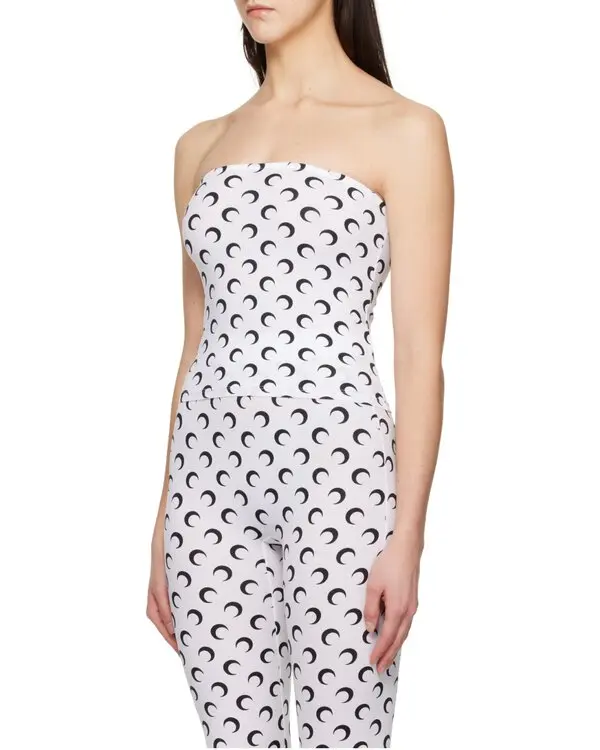 MARINE SERRE All-over Moon Printed Bandeau Top - White