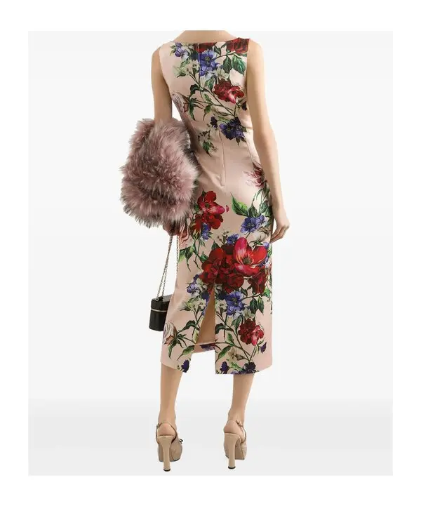Dolce & Gabbana Sleeveless Floral Print Midi Dress
