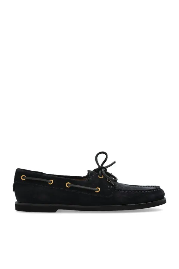 GIANVITO ROSSI Suede Moccasin Flats - Black