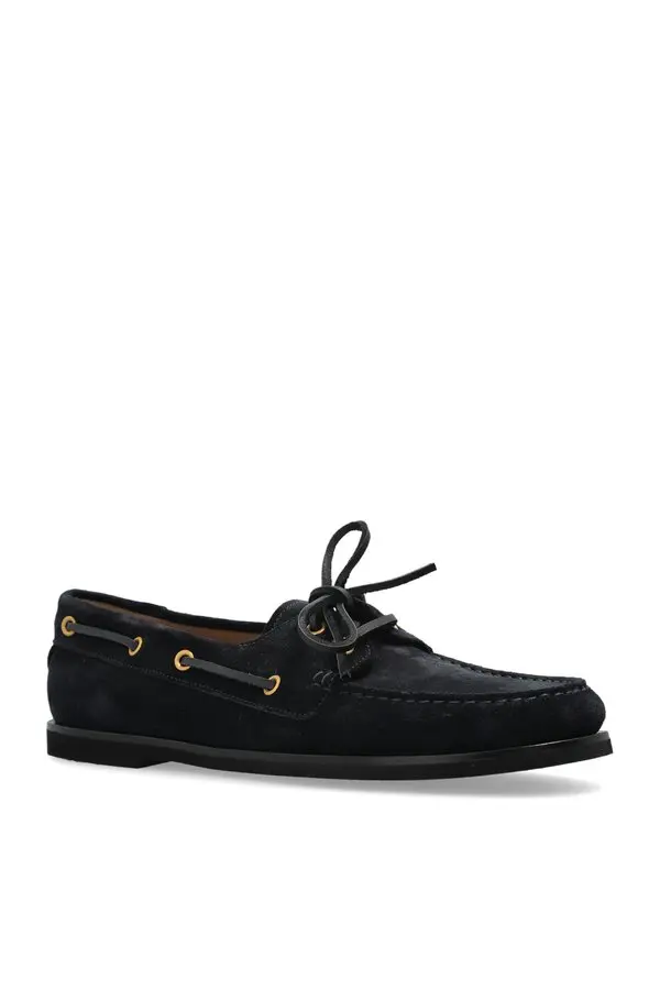 GIANVITO ROSSI Suede Moccasin Flats - Black