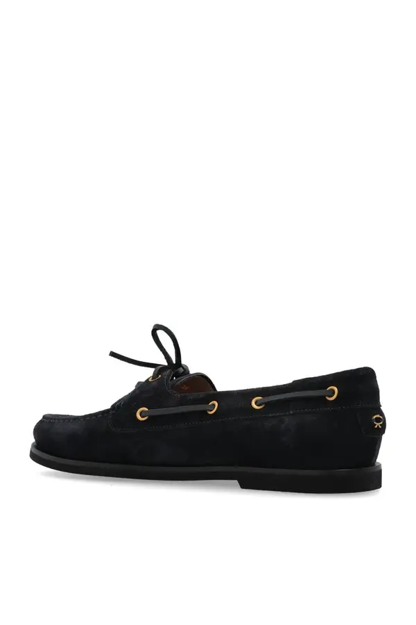 GIANVITO ROSSI Suede Moccasin Flats - Black
