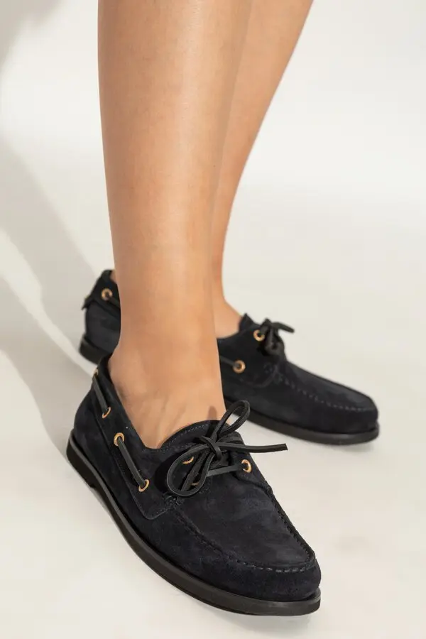 GIANVITO ROSSI Suede Moccasin Flats - Black