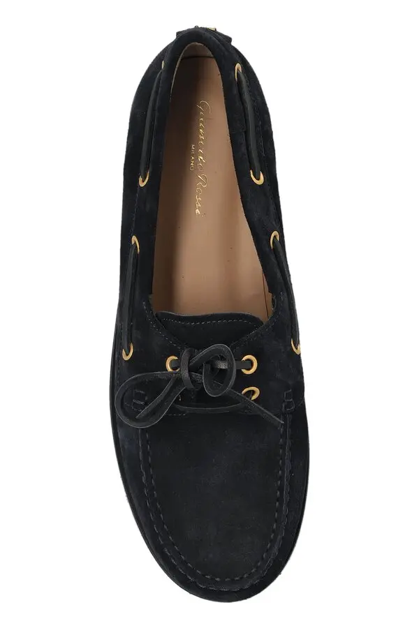GIANVITO ROSSI Suede Moccasin Flats - Black
