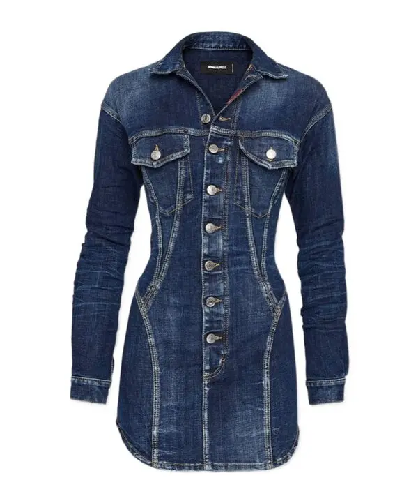 Dsquared2 Distressed Denim Mini Dress