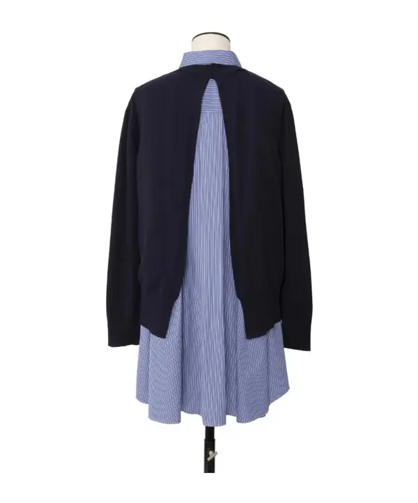 Sacai Poplin X Cotton Striped Collared Knit Dress